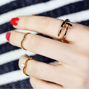 Jewelry | New Stainless Steel Nail Ring In Gold | Poshmark